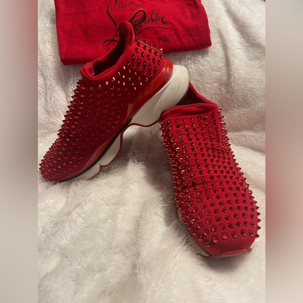 Christian Louboutin Spike Red Tennis Shoes - Gem